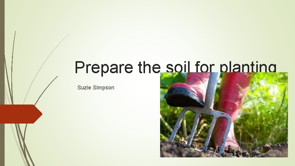 Prepare the soil for planting Suzie Simpson Recap