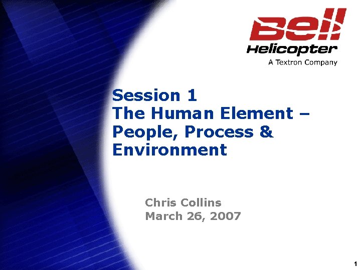 Session 1 The Human Element People Process Environment