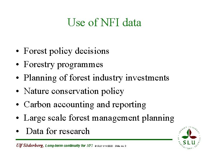 Forest information a tool for national forest planning