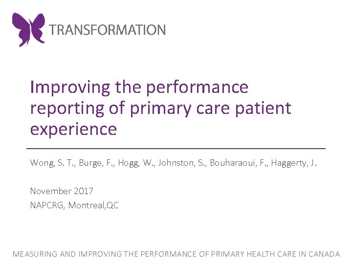 Improving the performance reporting of primary care patient