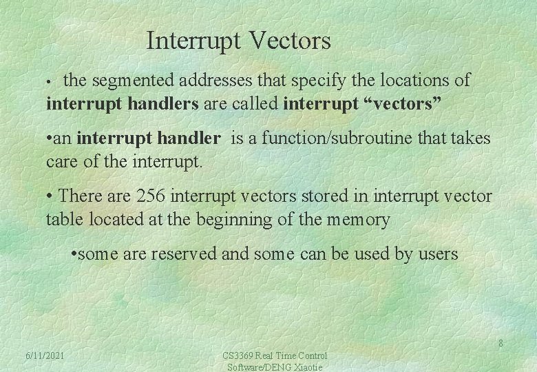 Lecture 5 Interrupts in Turbo C Concepts of