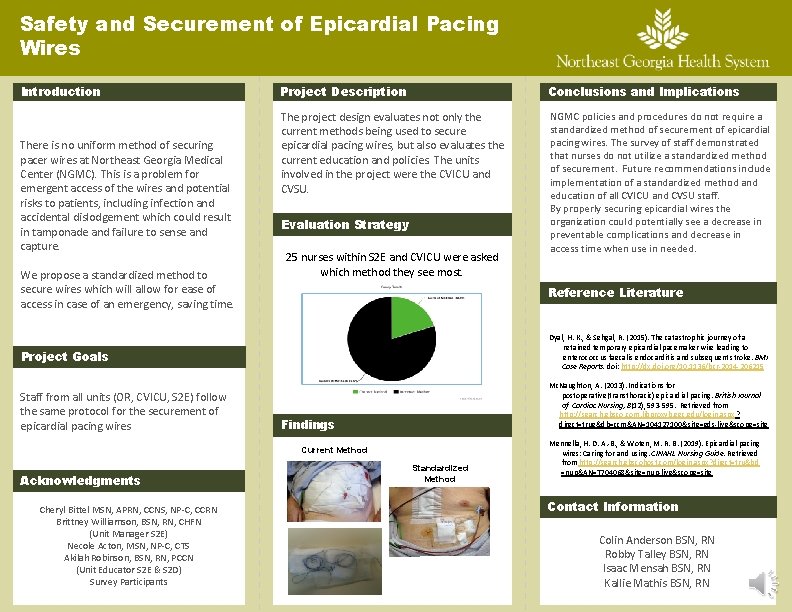 Safety and Securement of Epicardial Pacing Wires Introduction