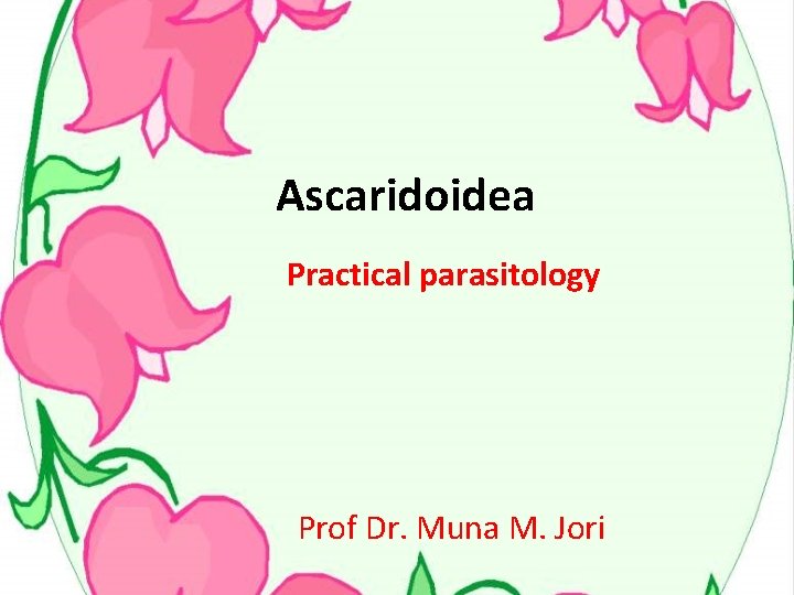 Ascaridoidea Practical parasitology Prof Dr Muna M Jori
