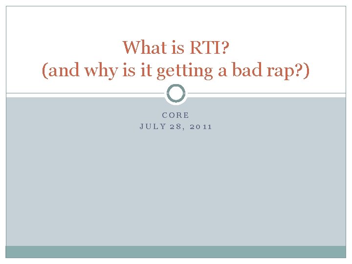 What is RTI and why is it getting