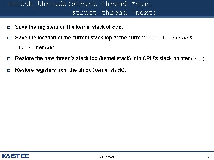 Operating Systems Lab Context Switch in Pintos Youjip