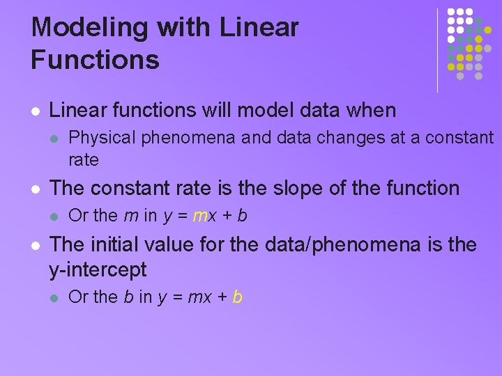 Linear Functions and Models Lesson 2 1 Problems