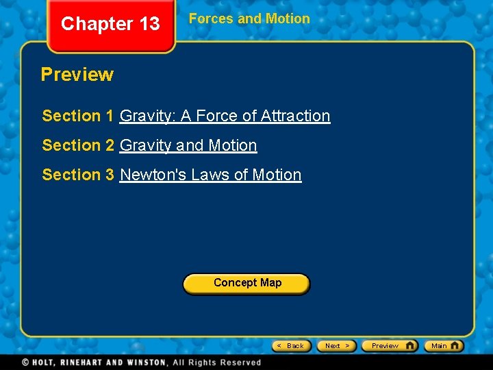 Chapter 13 Forces and Motion Preview Section 1