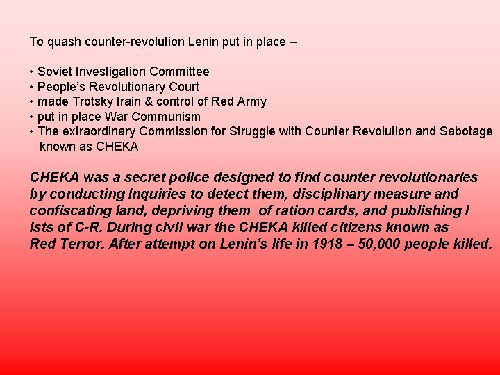 The Revolutions The Russian Revolution A Revolutionary situation