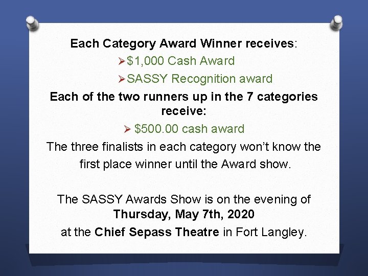 SASSY AWARDS 2020 Service Above Self Student Youth