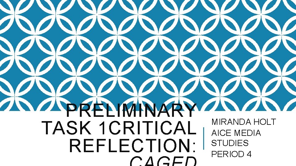 PRELIMINARY TASK 1 CRITICAL REFLECTION MIRANDA HOLT AICE