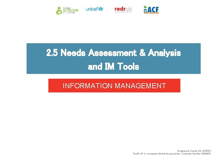 2 5 Needs Assessment Analysis and IM Tools
