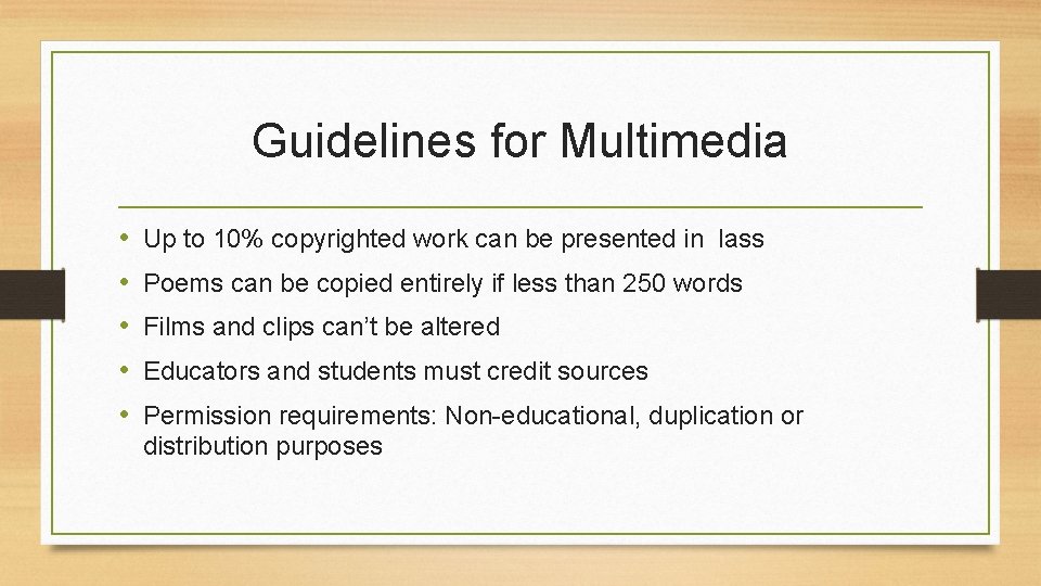 Copyright Guidelines Explaining Copyright Guidelines for Classroom ...