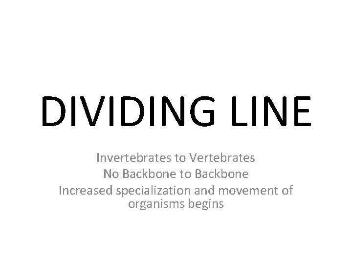 Evolution of Eukaryotes Invertebrates Lacking a backbone Examples