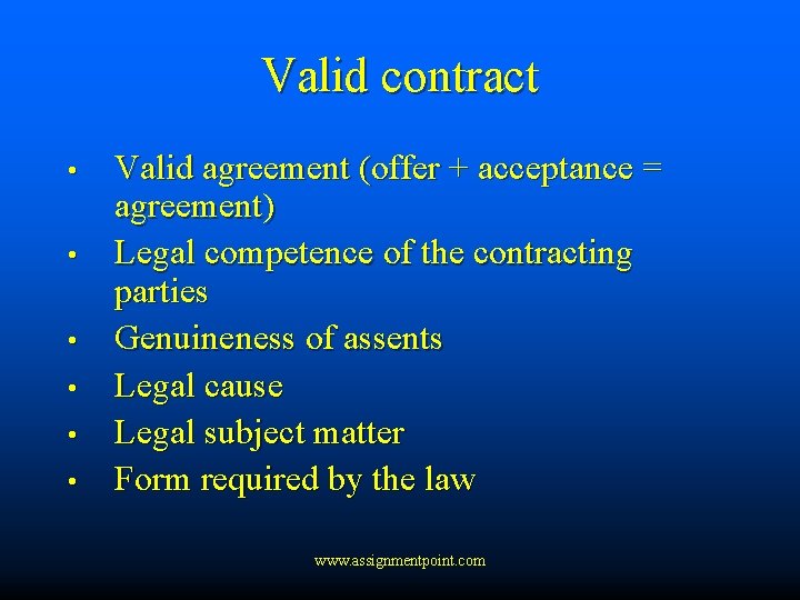 Law of Obligations www assignmentpoint com LAW OF