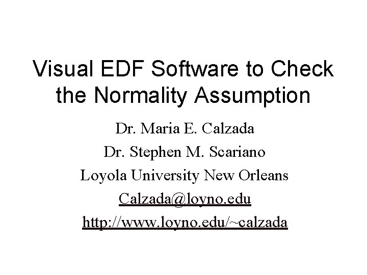 Visual EDF Software to Check the Normality Assumption