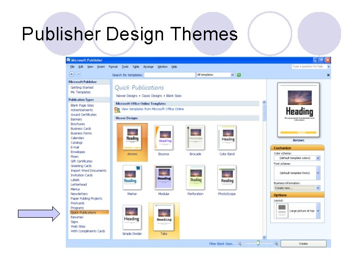 MS Publisher Publications design sets web pages Publisher