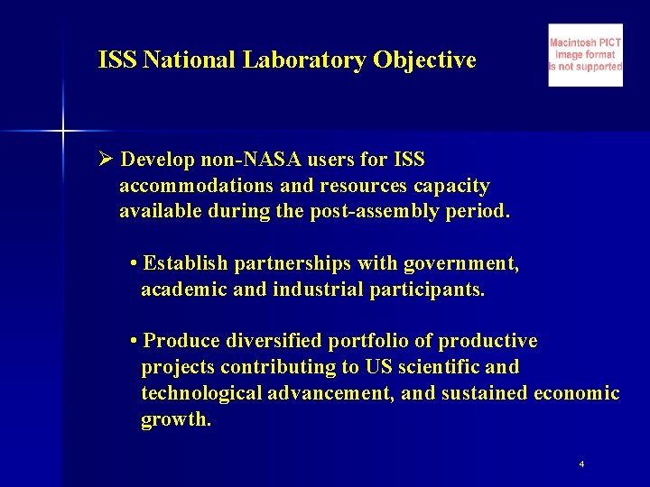 International Space Station National Laboratory Development Brad Carpenter