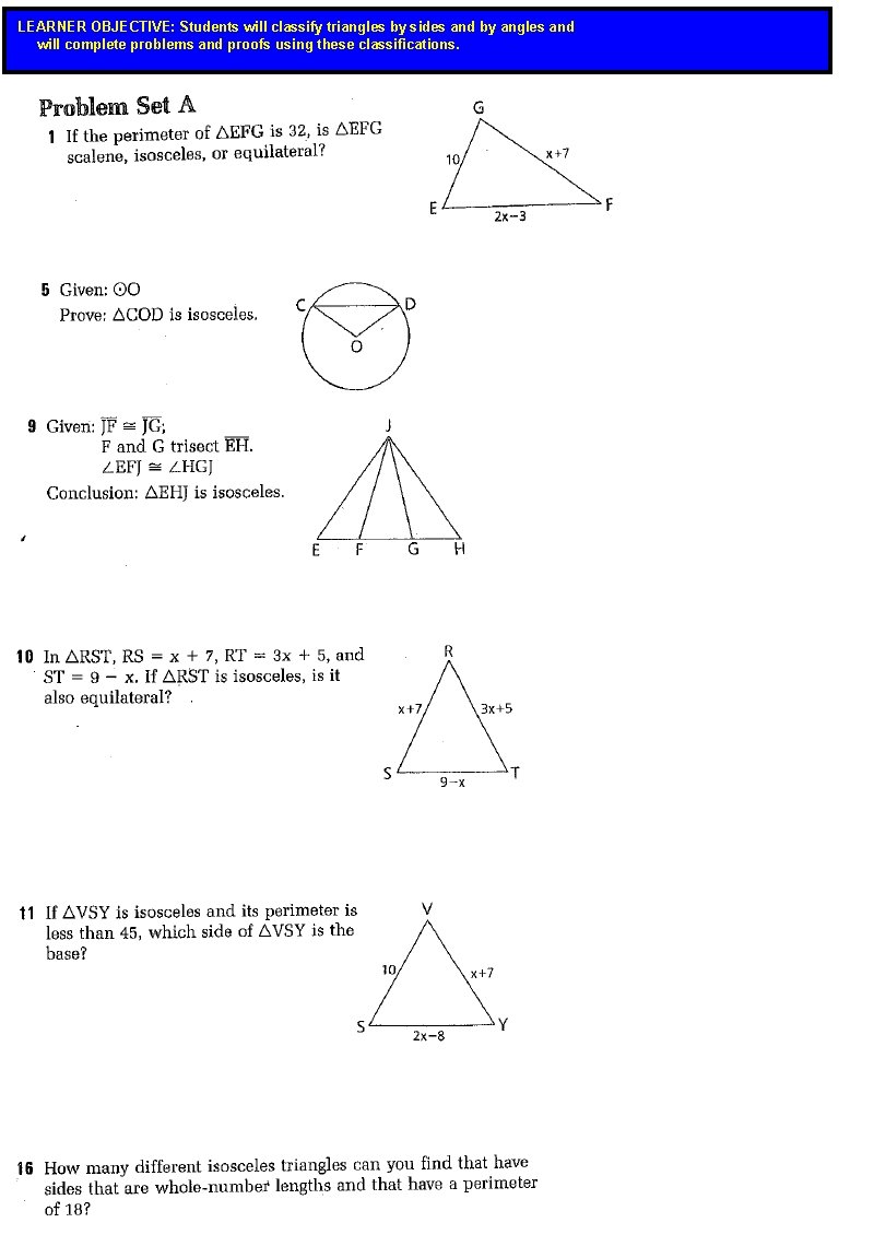 ADVANCED GEOMETRY 3 6 Types of Triangles LEARNER