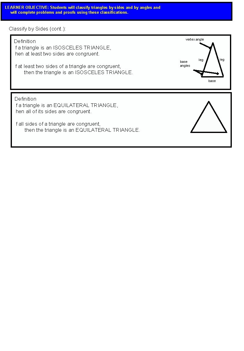 ADVANCED GEOMETRY 3 6 Types of Triangles LEARNER