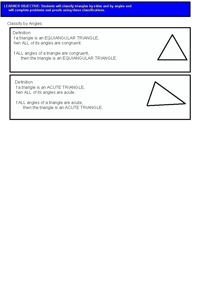 ADVANCED GEOMETRY 3 6 Types of Triangles LEARNER