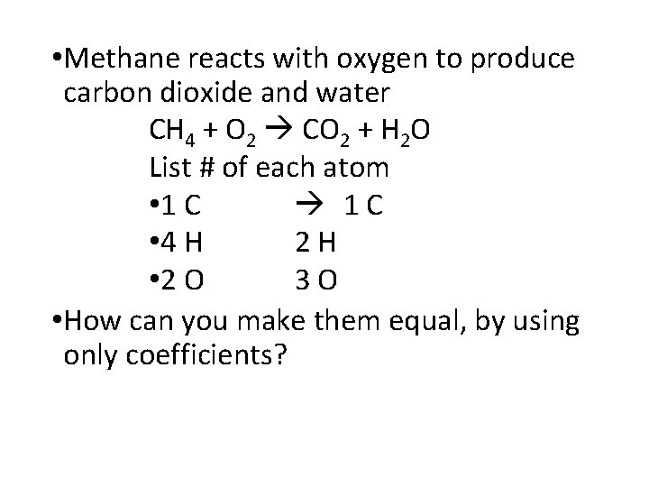 Unit 9 Chemical Reactions 1 Balancing Chemical Reactions