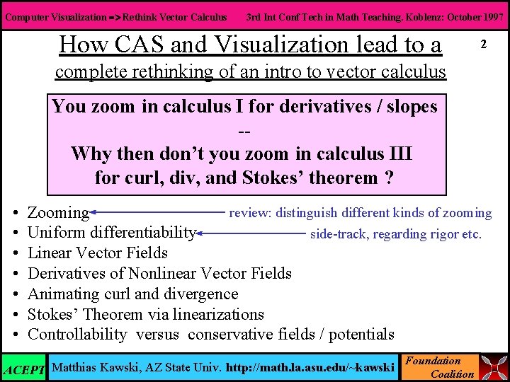 Computer Visualization Rethink Vector Calculus 3 rd Int
