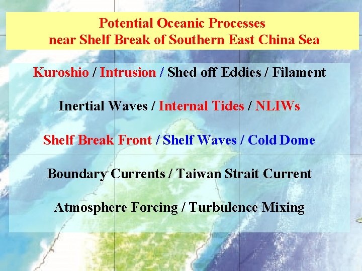 Submesoscale Oceanic Processes in Southern East China Sea