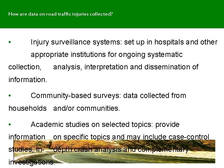 ASPECTS OF ROAD ACCIDENT INVESTIGATION Urban Resource Centre