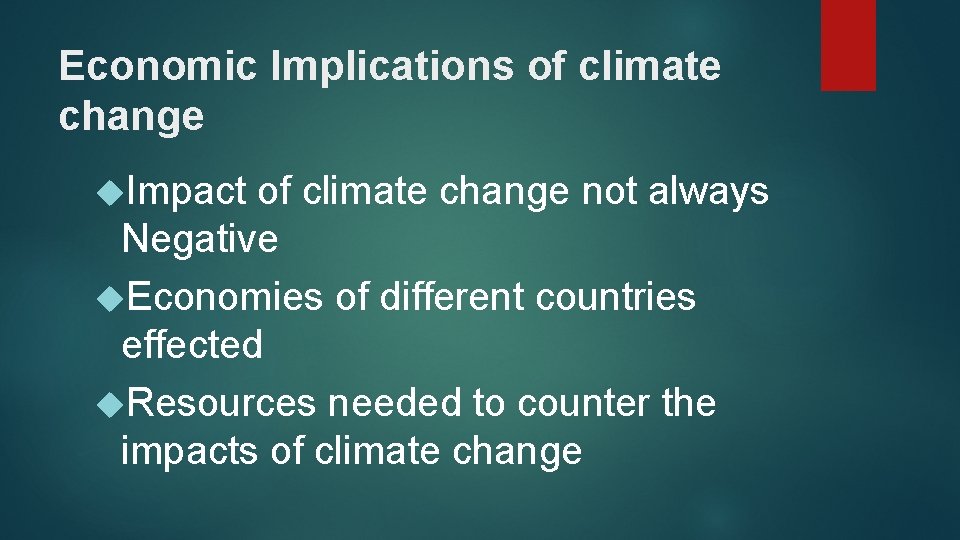 Impacts of climate change and global warming Introduction
