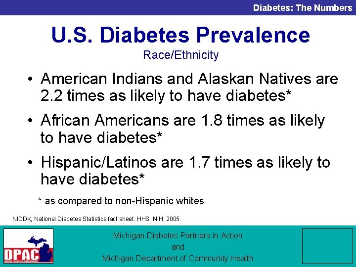 Diabetes The Numbers With Michigan Data Adapted from