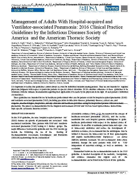 Clinical Infectio Cusli Dniisceaals Iensfectious Diseases Advance Access