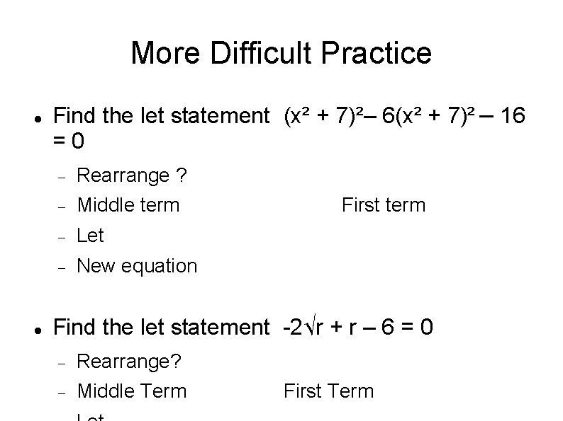 Section 11 5 Equations Reducible to Quadratic Recall