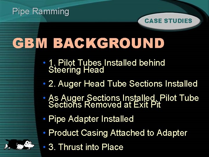 Pilot Tube or Guide Boring Method for Pipe