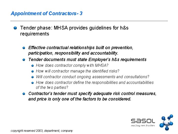 MANAGING CONTRACTORS PERSPECTIVES FROM THE MHSA INTRODUCTION More