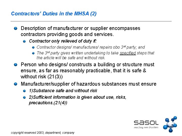 MANAGING CONTRACTORS PERSPECTIVES FROM THE MHSA INTRODUCTION More