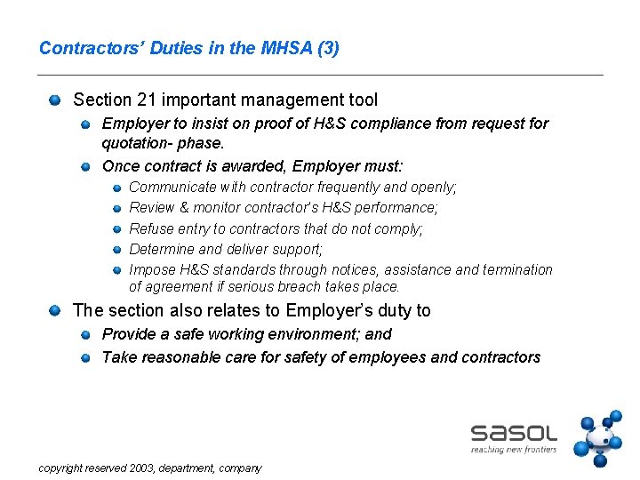 MANAGING CONTRACTORS PERSPECTIVES FROM THE MHSA INTRODUCTION More