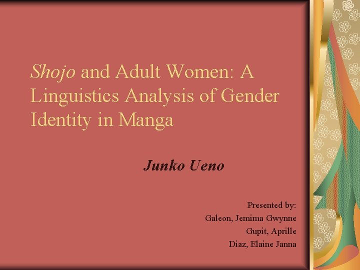 Shojo and Adult Women A Linguistics Analysis of