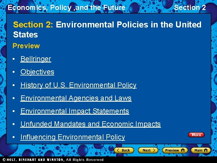 Economics Policy and the Future Section 2 Environmental