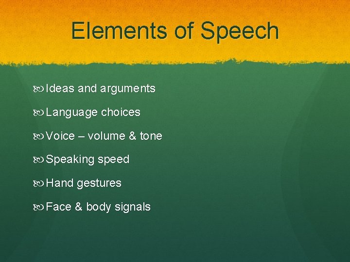 Public Speaking Ideas for more advanced debaters Elements