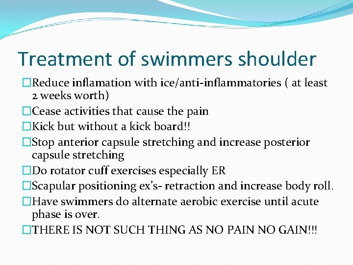 Swimmers Shoulder Identifying treatment and PREVENTION Sara Kraft