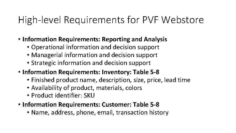 Assessment 2 Systems Requirements Pine Valley Furniture Webstore