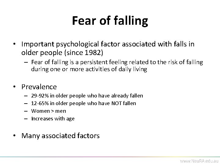 Identifying managing Fear of Falling Presentation by Associate