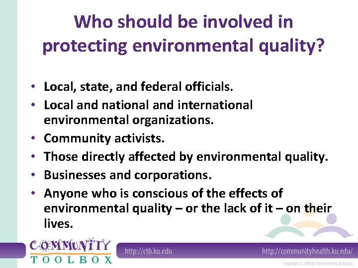 Protecting Environmental Quality This is a subtitle for