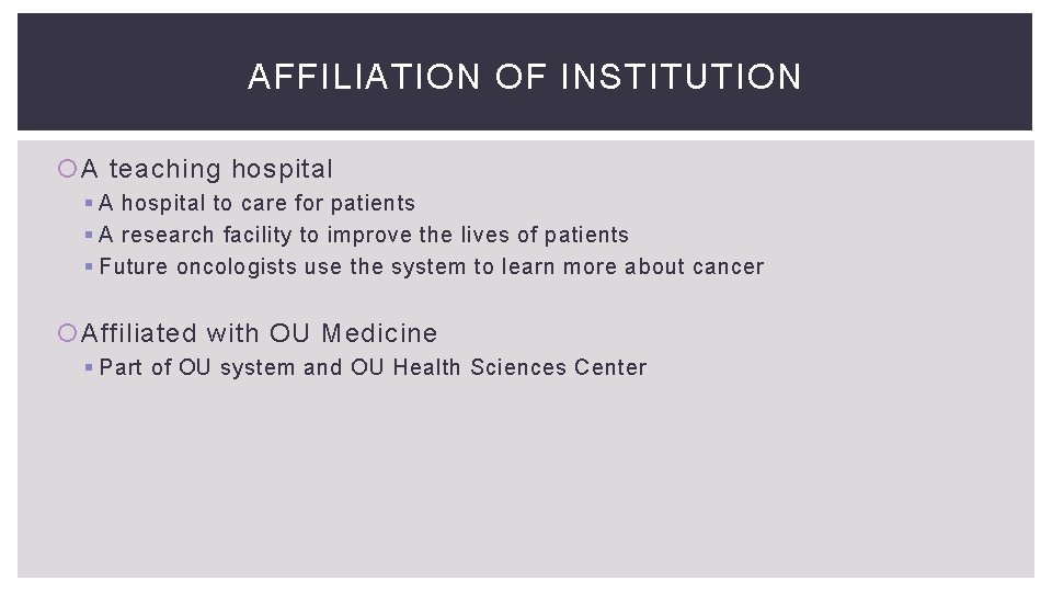 THE STEPHENSON CANCER CENTER Presented by Johnson Trong