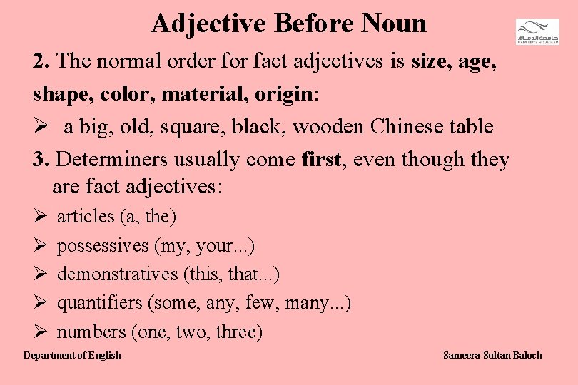 Grammar 1 Objectives v Giving students an overview