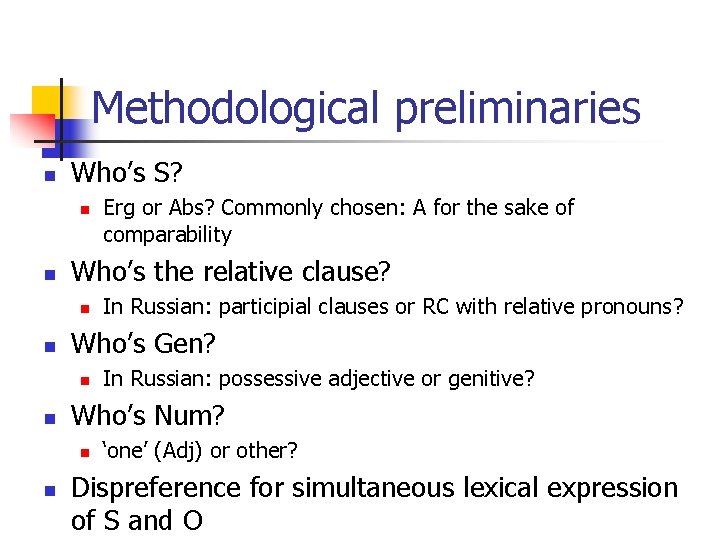 Word Order Typology based on Comrie 1981 Croft
