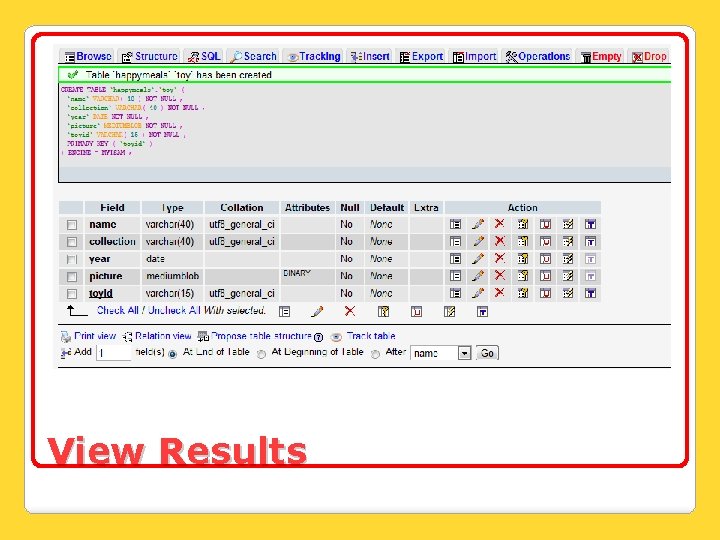y SQL Designing Databases Happy Meal Example Website