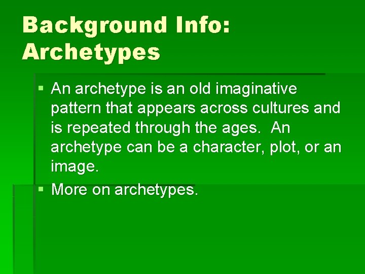 English 3 P Intro to Archetypes Friday September