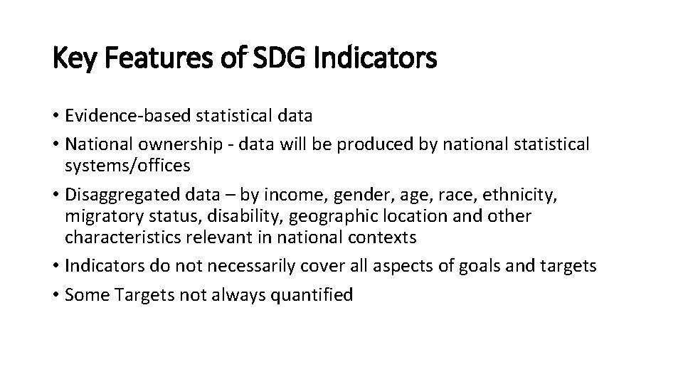 INDICATORS TO MONITOR REPORT SDGs By Naome Chakanya