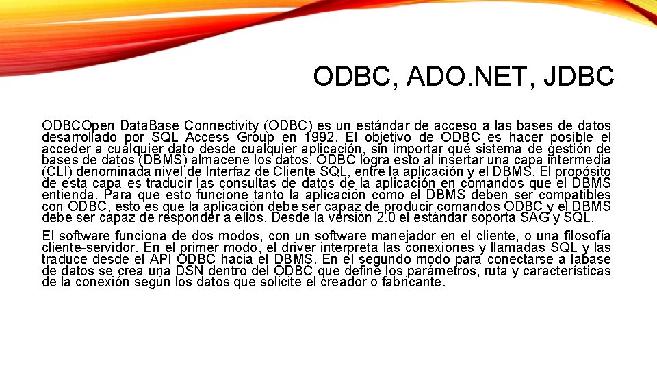 CONECTIVIDAD DE BASES DE DATOS 6 1 ODBC